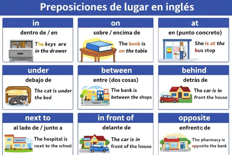 Preposiciones de lugar en inglés【Tabla completa】
